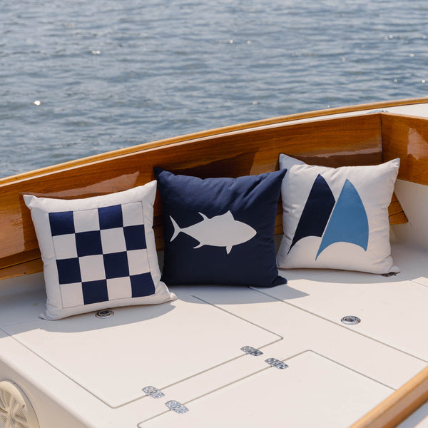 Bluefin Tuna Embroidered Pillow | Harpswell Island Designs – Harpswell ...